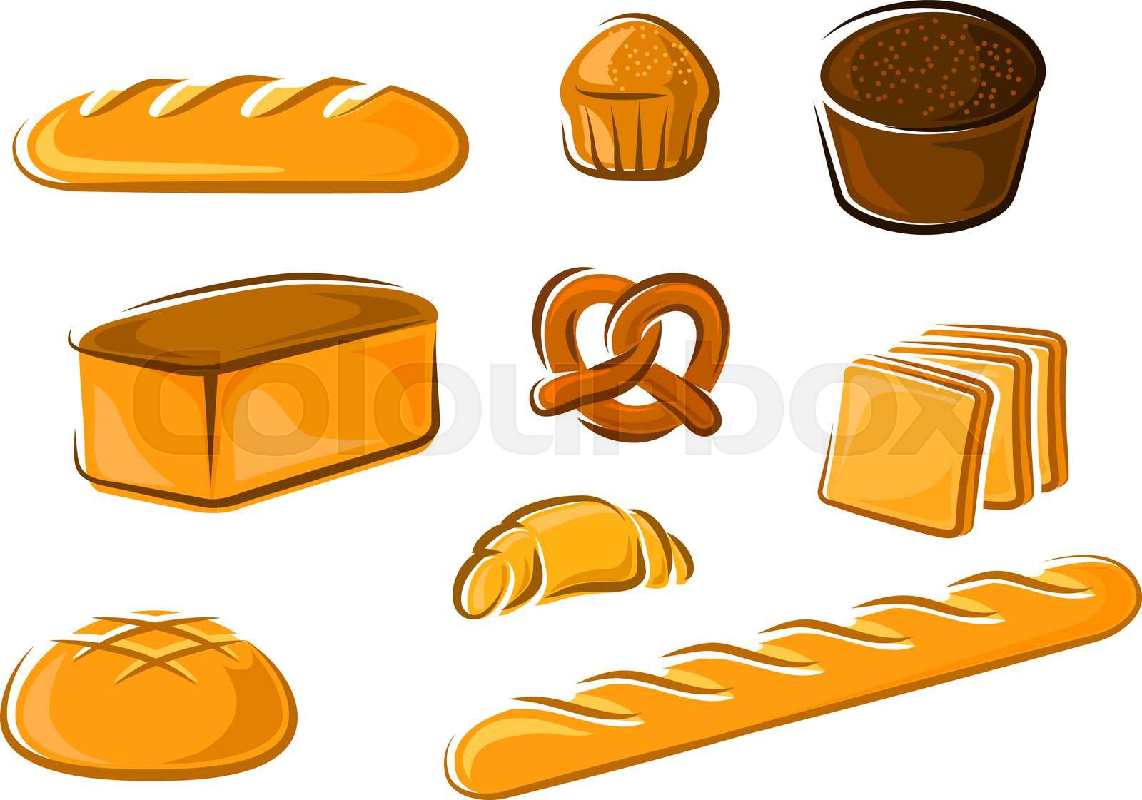 Cartoon bakery products for baker shop design | Stock vector | Colourbox