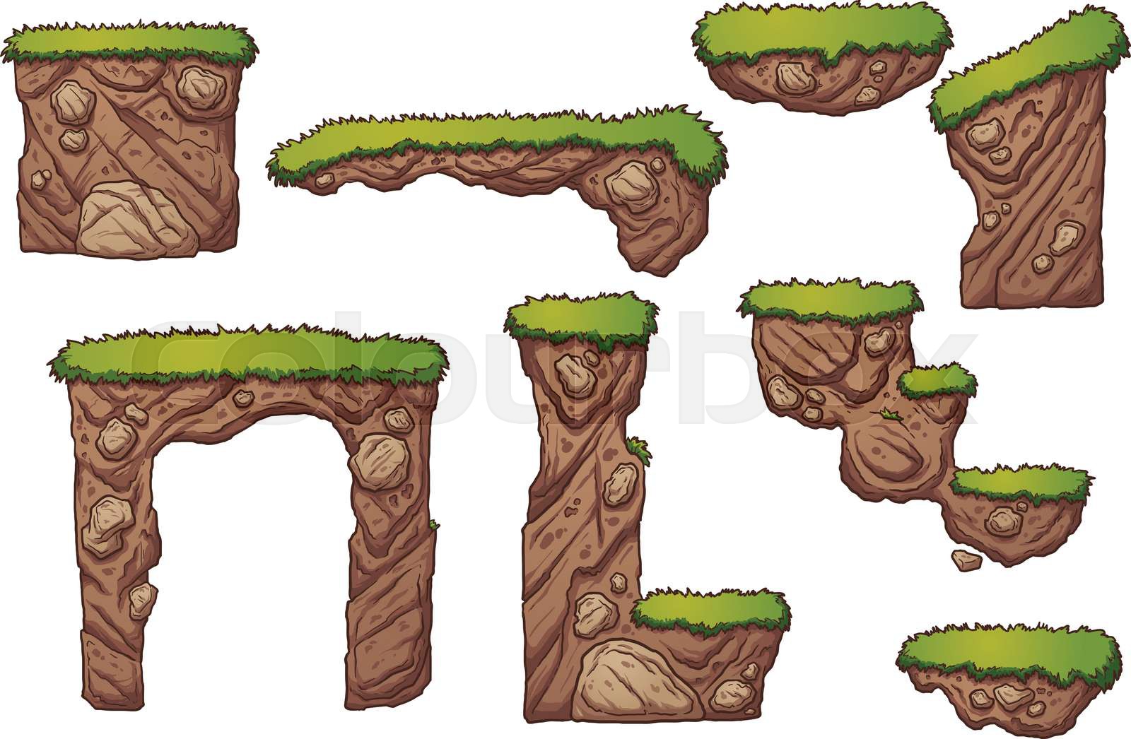 Grass and dirt platforms | Stock vector | Colourbox