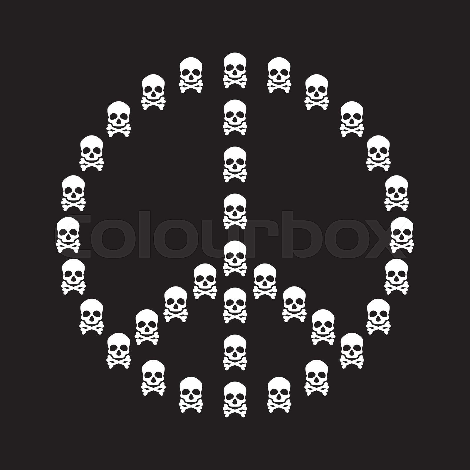 Peace sign vector isolated with white skull | Stock vector | Colourbox