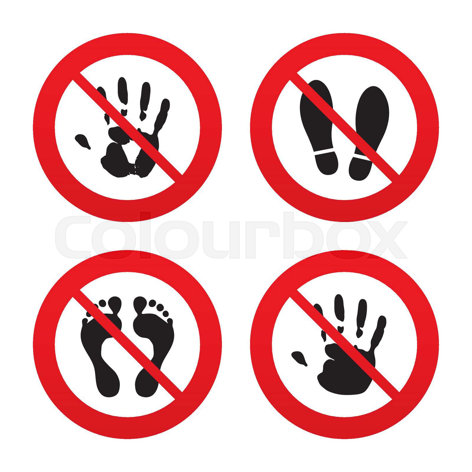 Hand and foot print icons. Imprint shoes symbol. | Stock vector | Colourbox