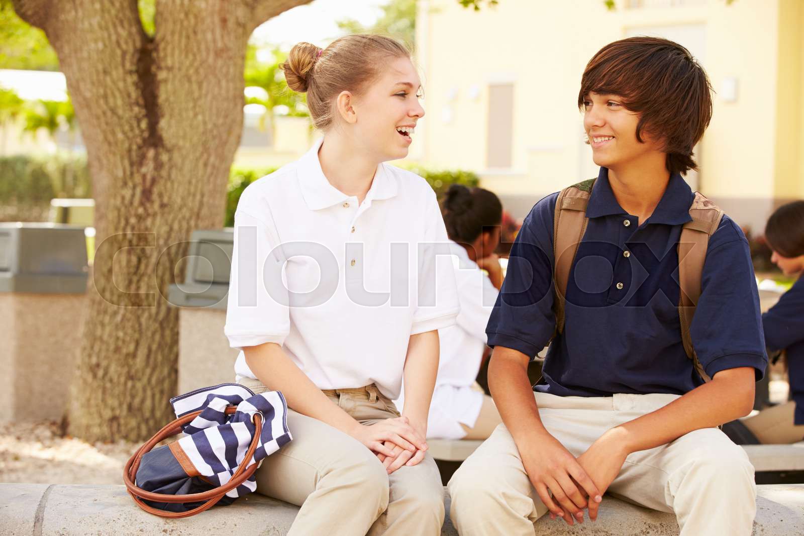 High School Students Wearing Uniforms On School Campus | Stock image ...