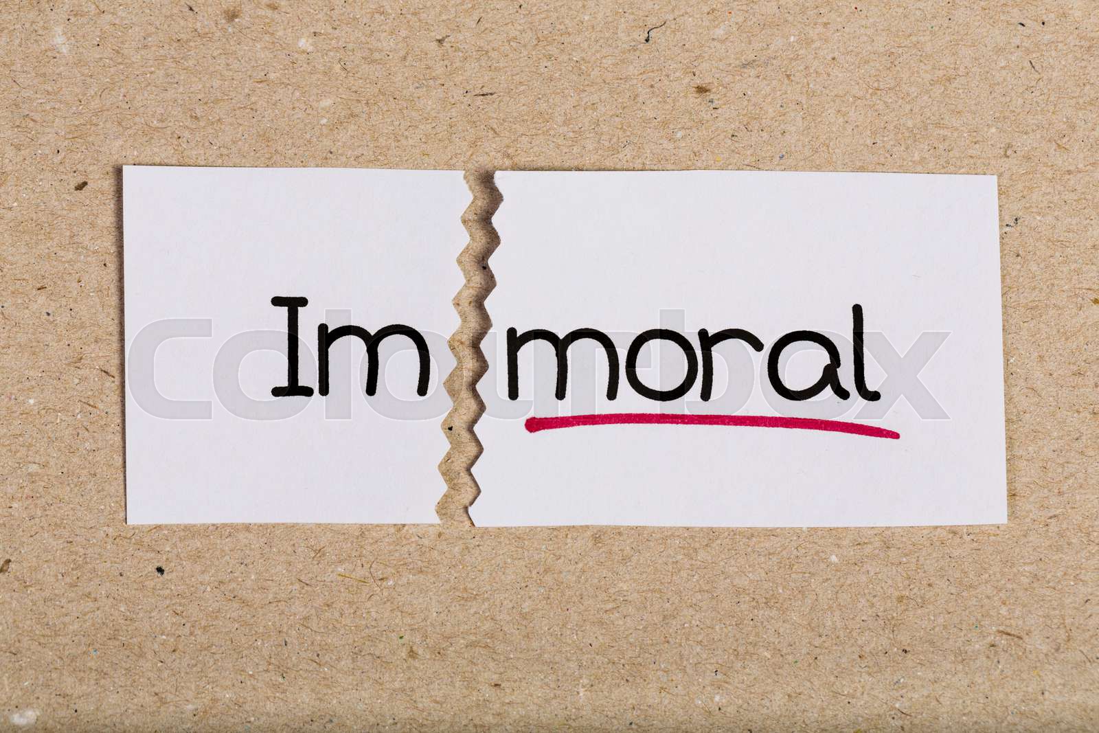 Sign with word immoral turned into moral | Stock image | Colourbox