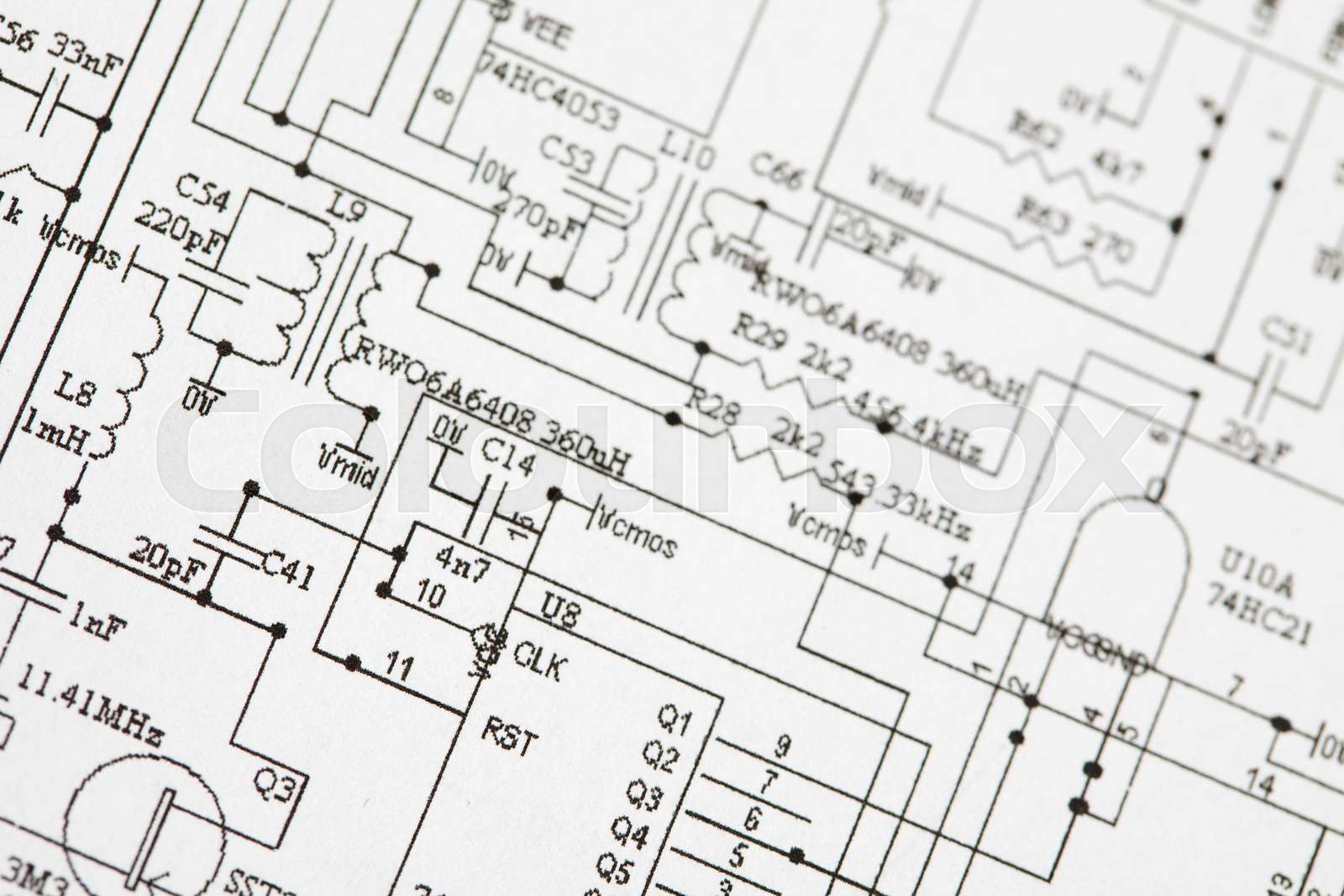 Electronics schematic, modern vivid concept | Stock image | Colourbox