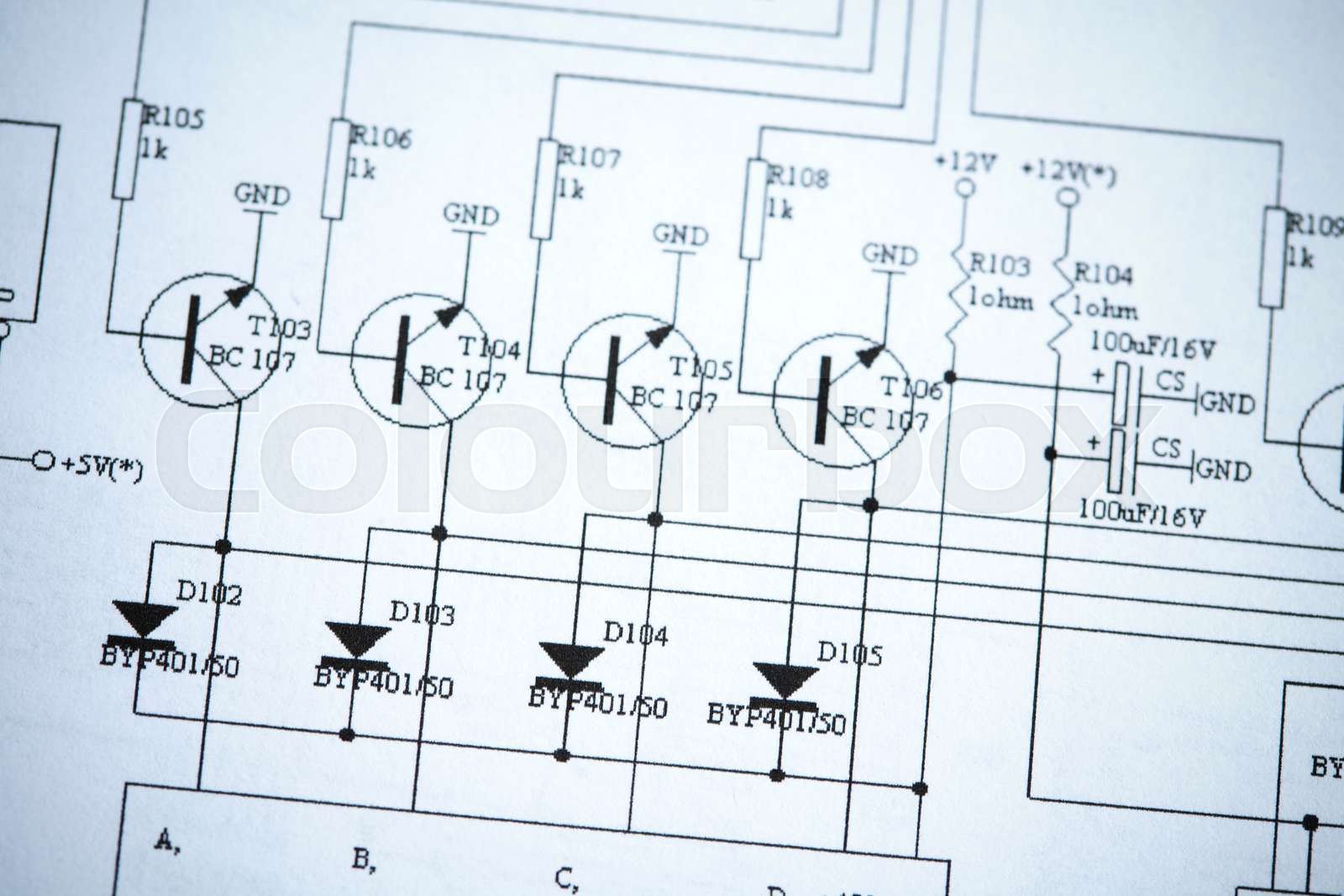 Electronics schematic, modern vivid concept | Stock image | Colourbox