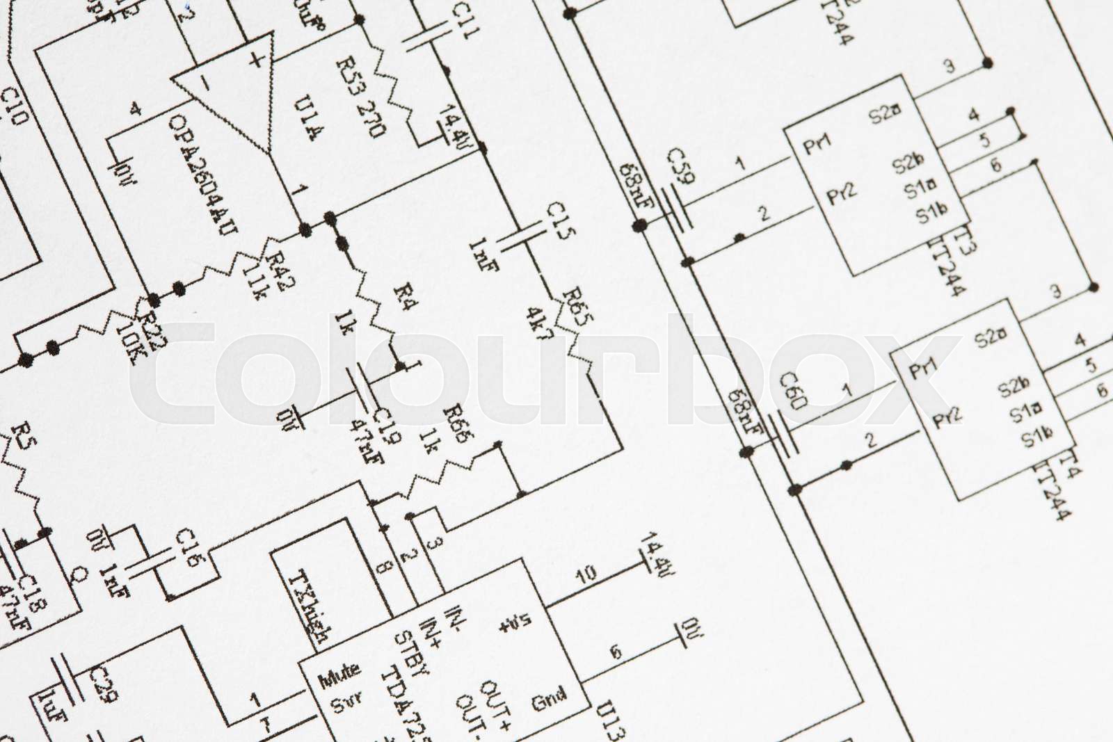 Electronics schematic, modern vivid concept | Stock image | Colourbox