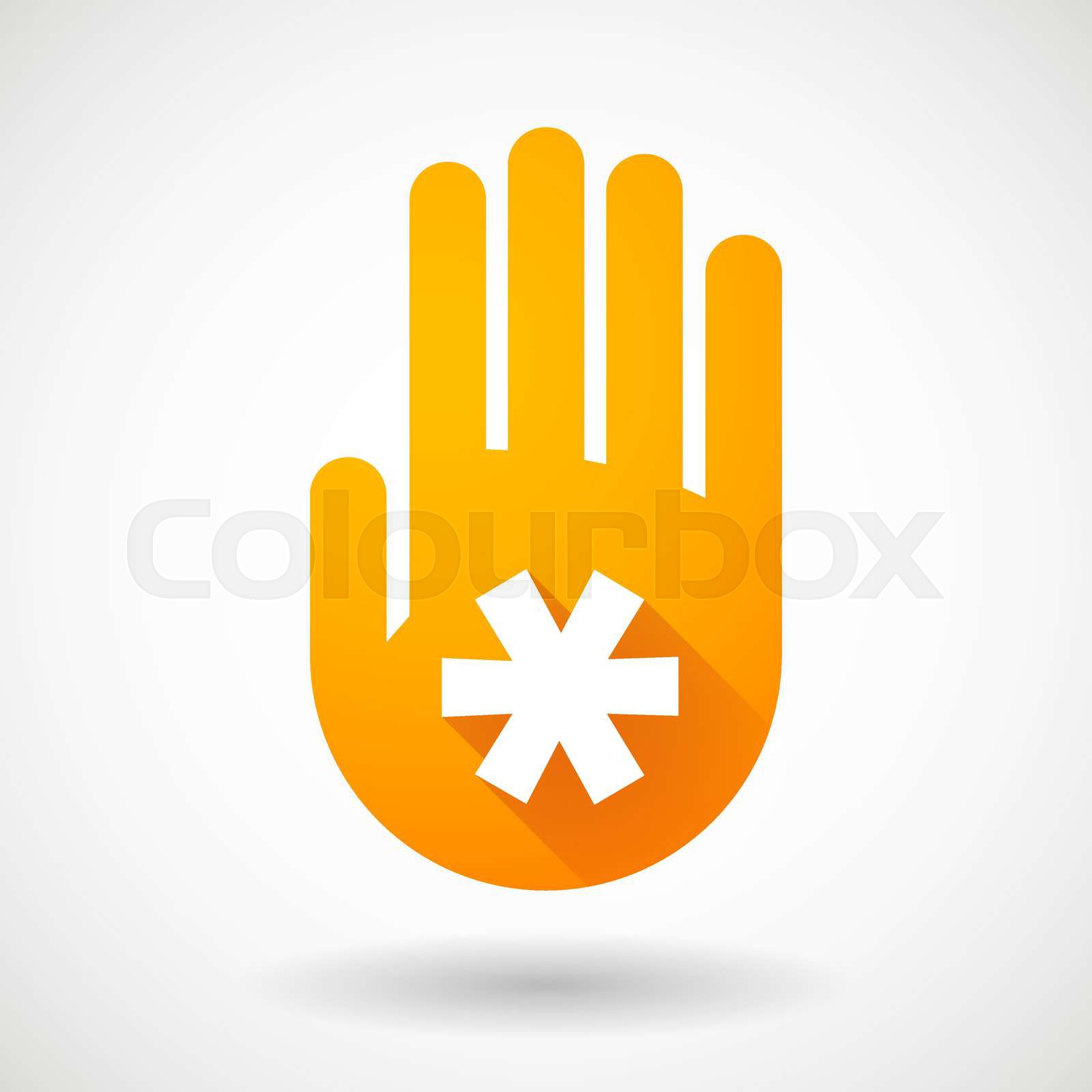Orange hand icon with an asterisk | Stock vector | Colourbox