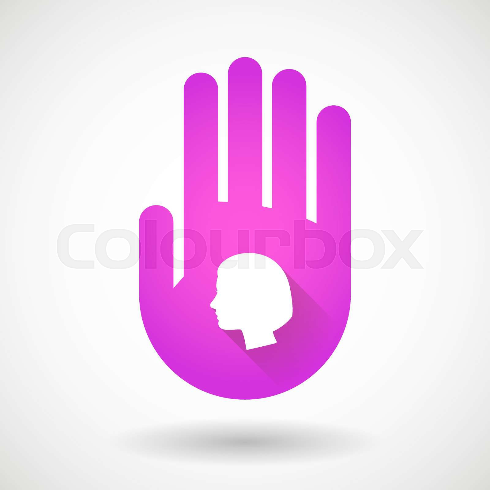 Pink hand icon with a woman head | Stock vector | Colourbox