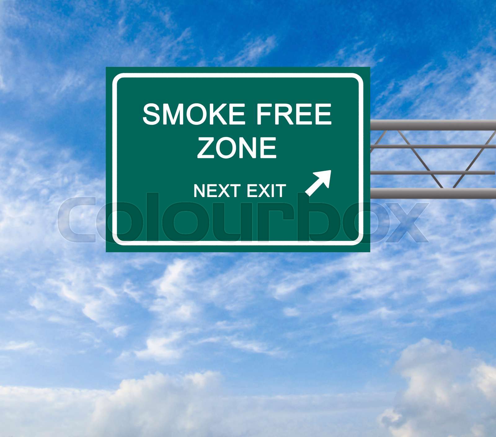 Road Sign to smoking free zone | Stock image | Colourbox