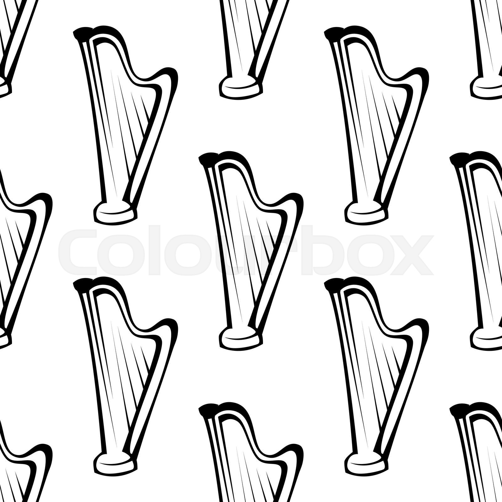 Harp musical instrument seamless pattern | Stock vector | Colourbox