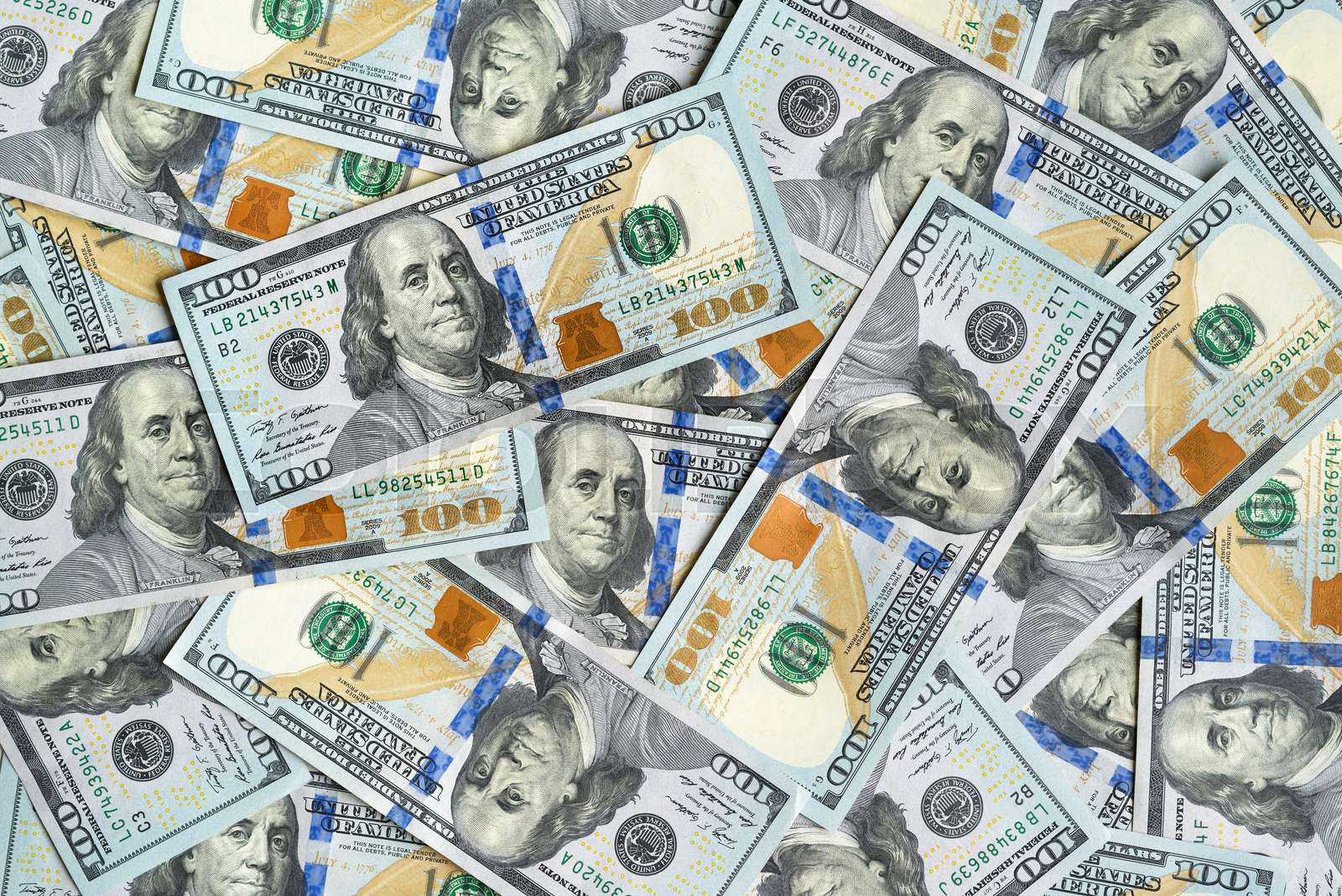 spilling hundred dollar bills | Stock image | Colourbox