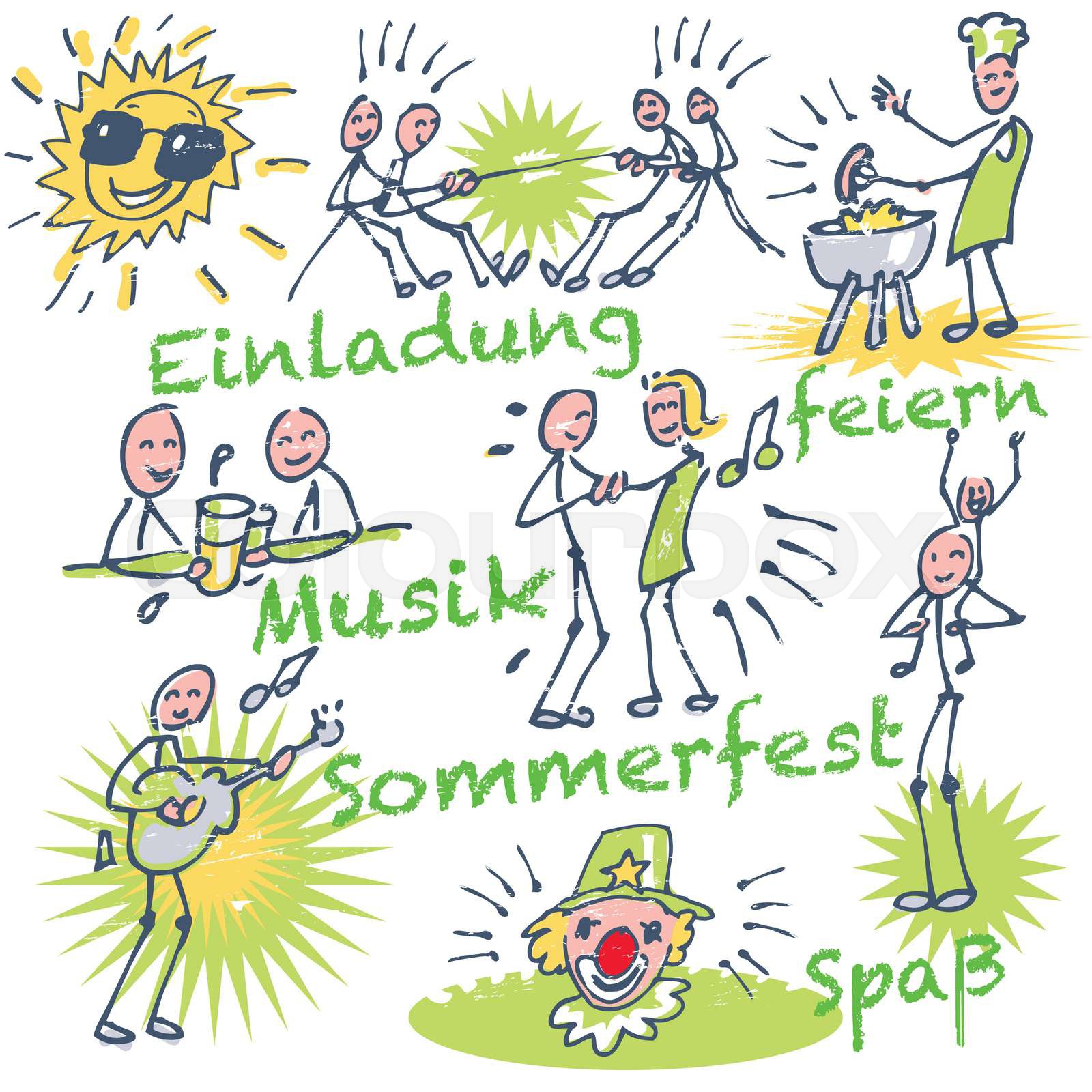 Strichmännchen und Sommerfest | Stock-Vektor | Colourbox