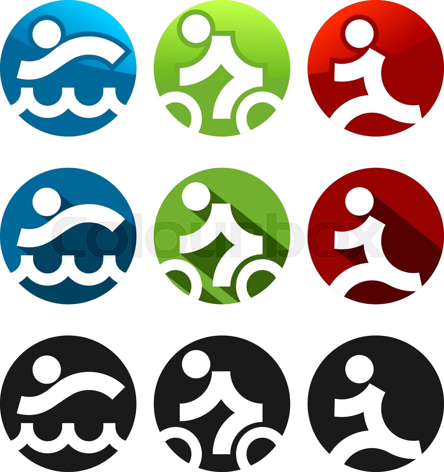 Triathlon Icons | Stock vector | Colourbox