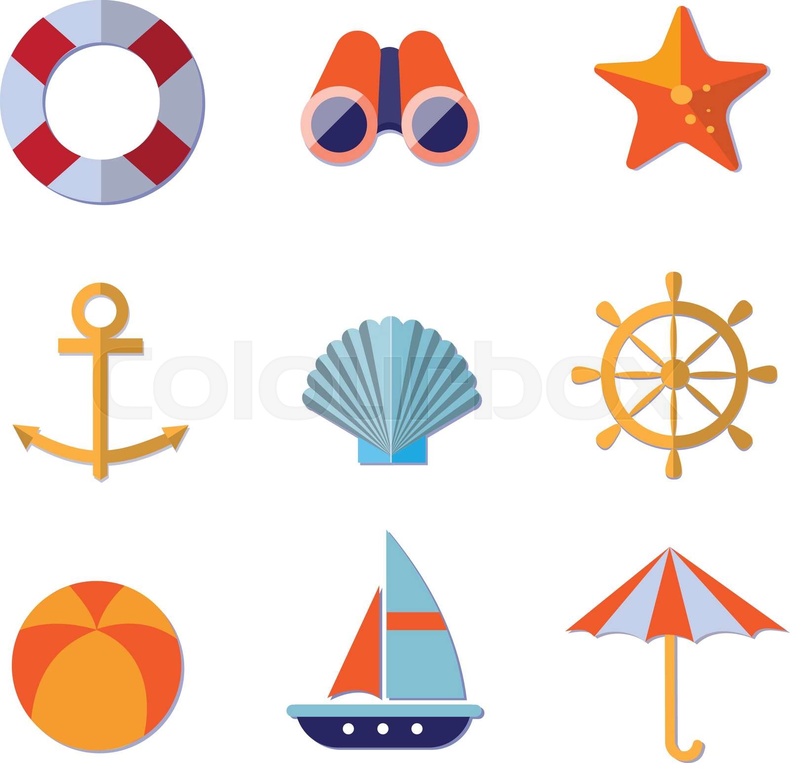 Sea Objects Collection Vector | Stock vector | Colourbox