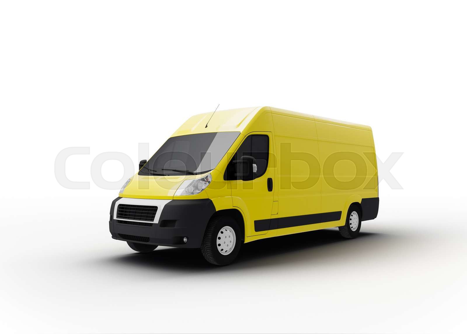 Yellow Delivery truck isolated on white | Stock image | Colourbox