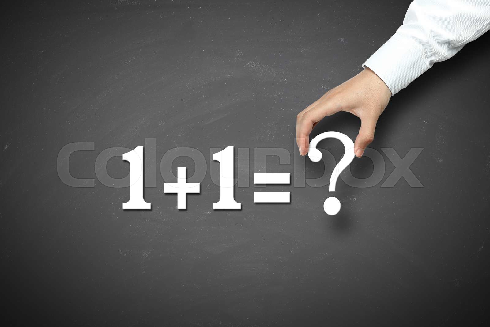 One add one equal question mark | Stock image | Colourbox