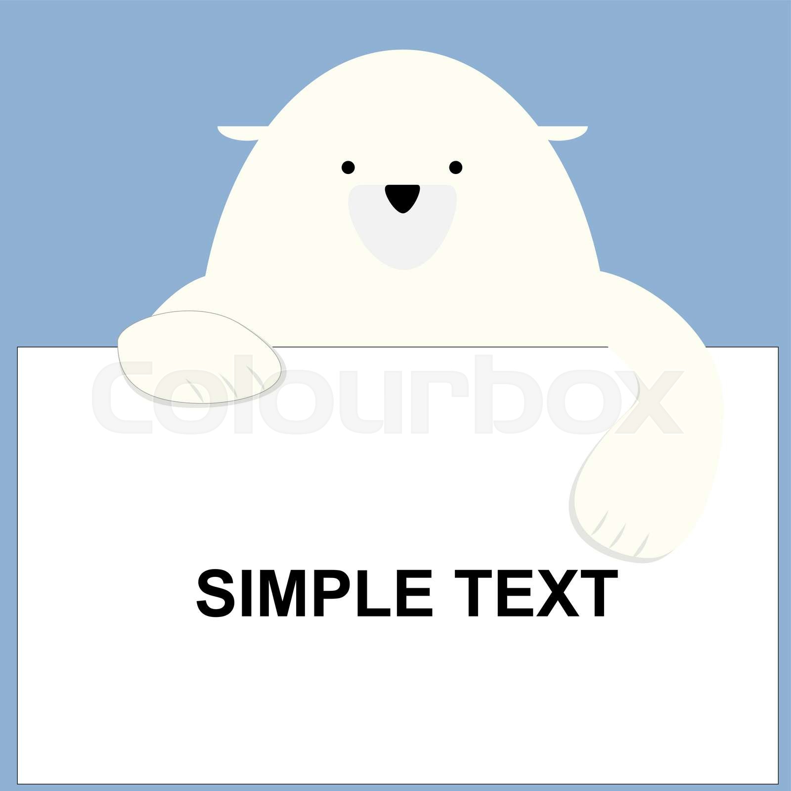 Polar bear holding blank paper for your text Text | Stock vector ...