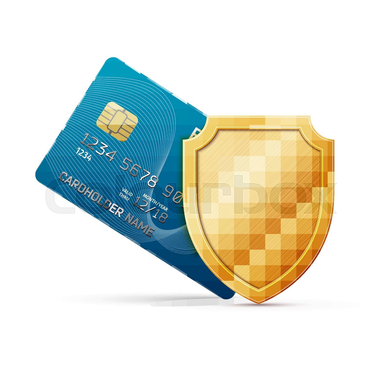 Credit card with shield | Stock vector | Colourbox
