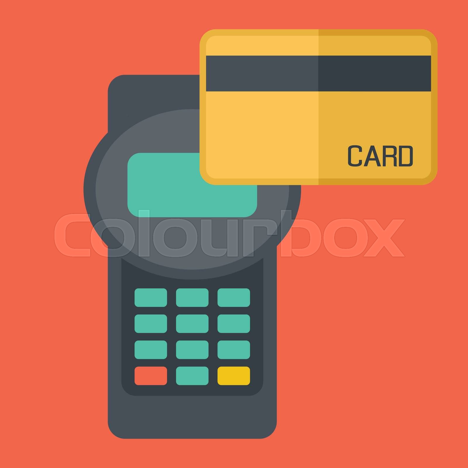 Credit card terminal with cards | Stock vector | Colourbox