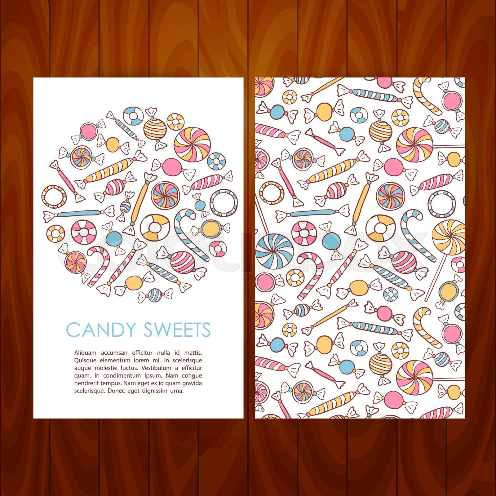 Business Set Template with Hand Drawn Candy Sweets | Stock vector ...