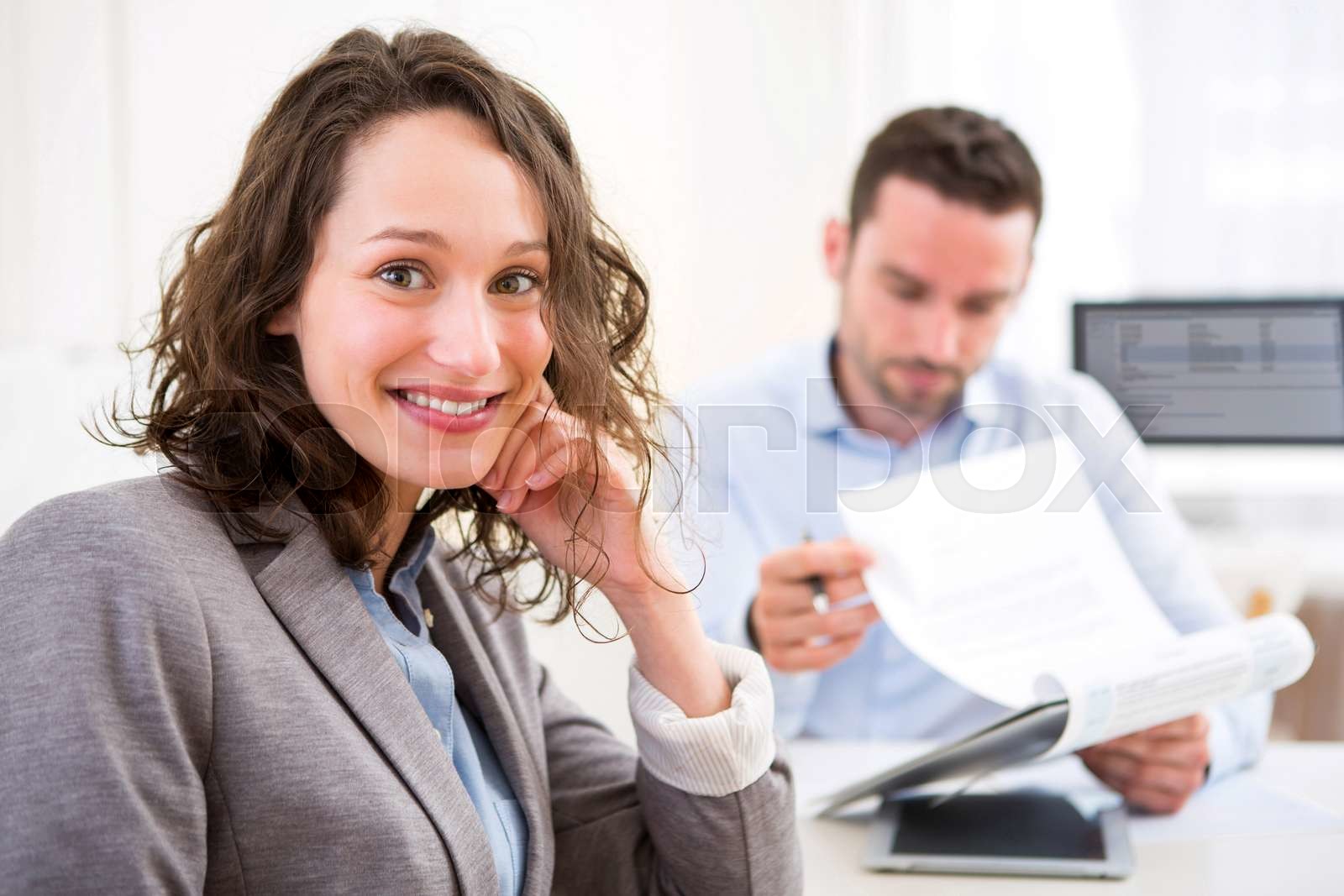 Young attractive woman during job interview | Stock image | Colourbox