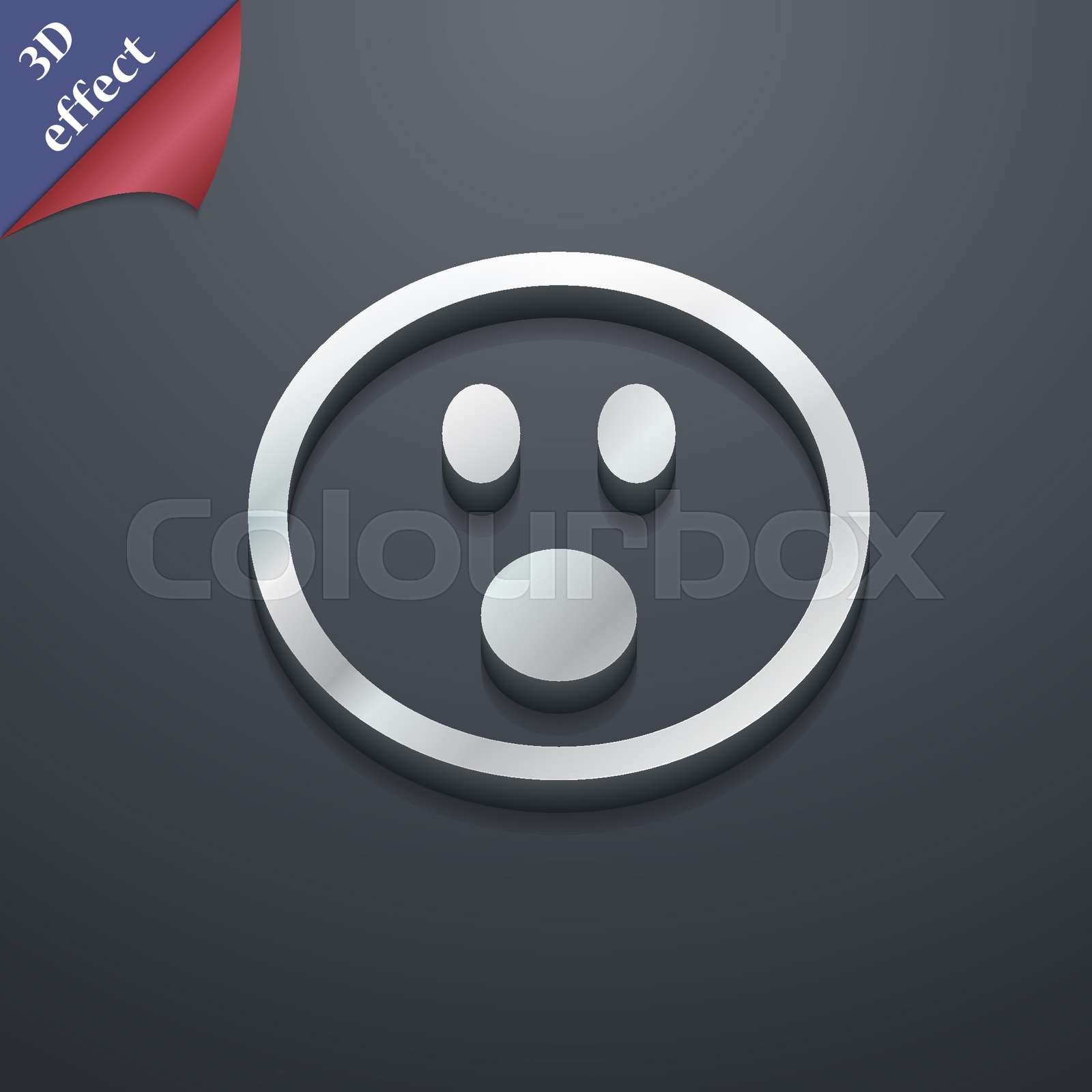 Shocked Face Smiley icon symbol. 3D style. Trendy, modern design with ...