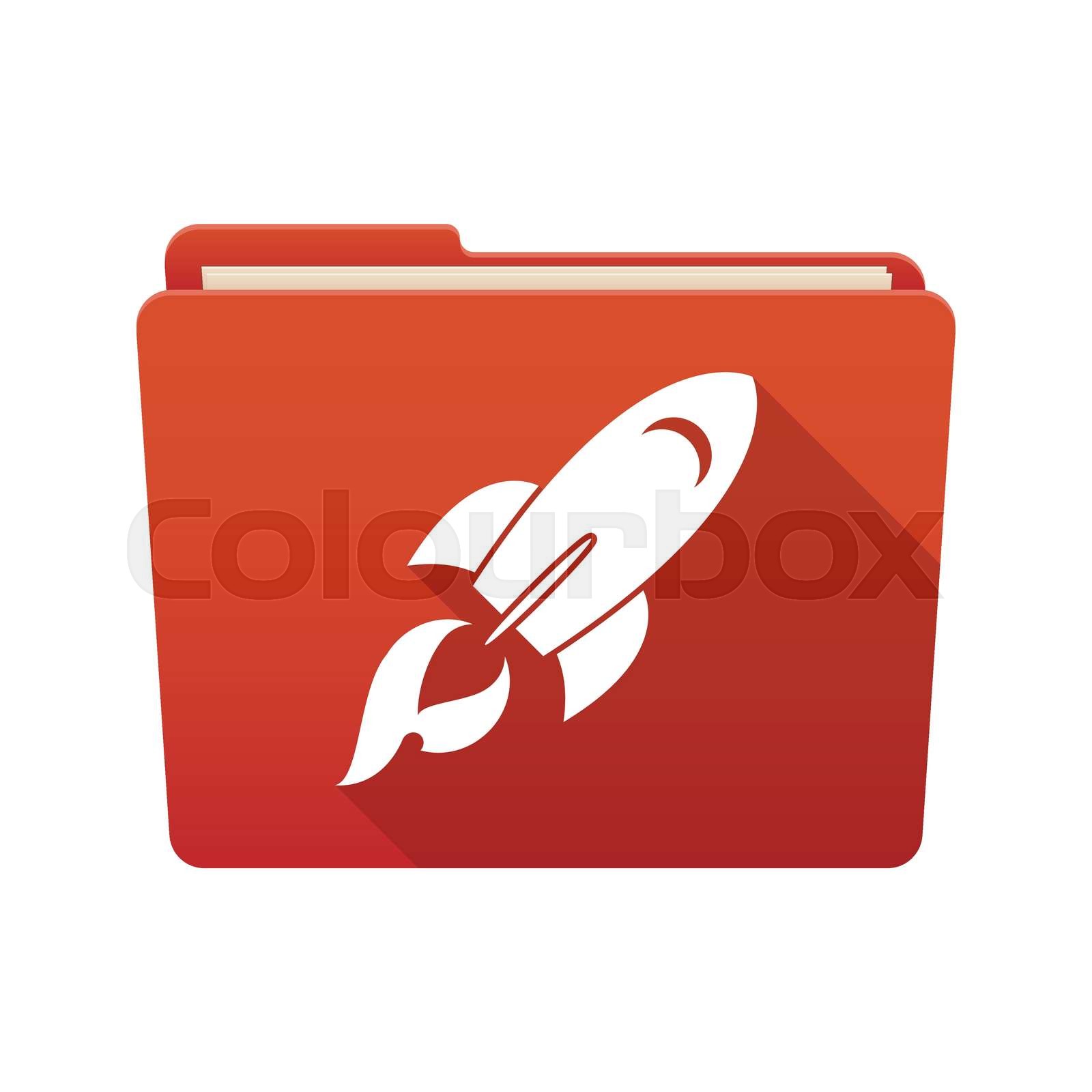 Folder icon with a rocket | Stock vector | Colourbox