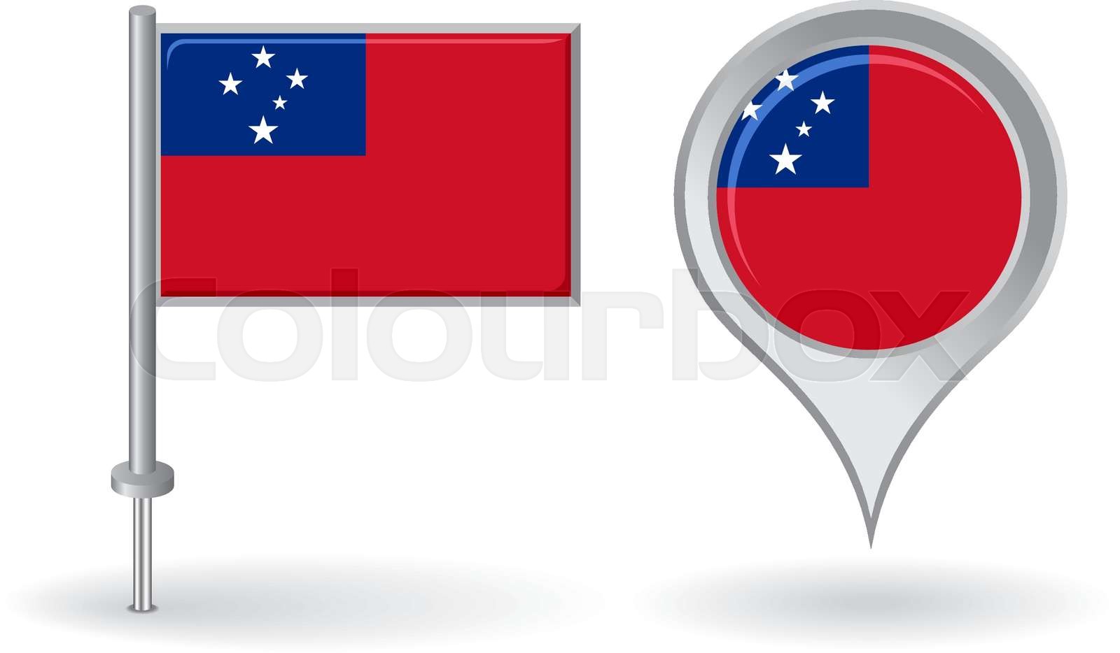 Samoa pin icon and map pointer flag. Vector | Stock vector | Colourbox