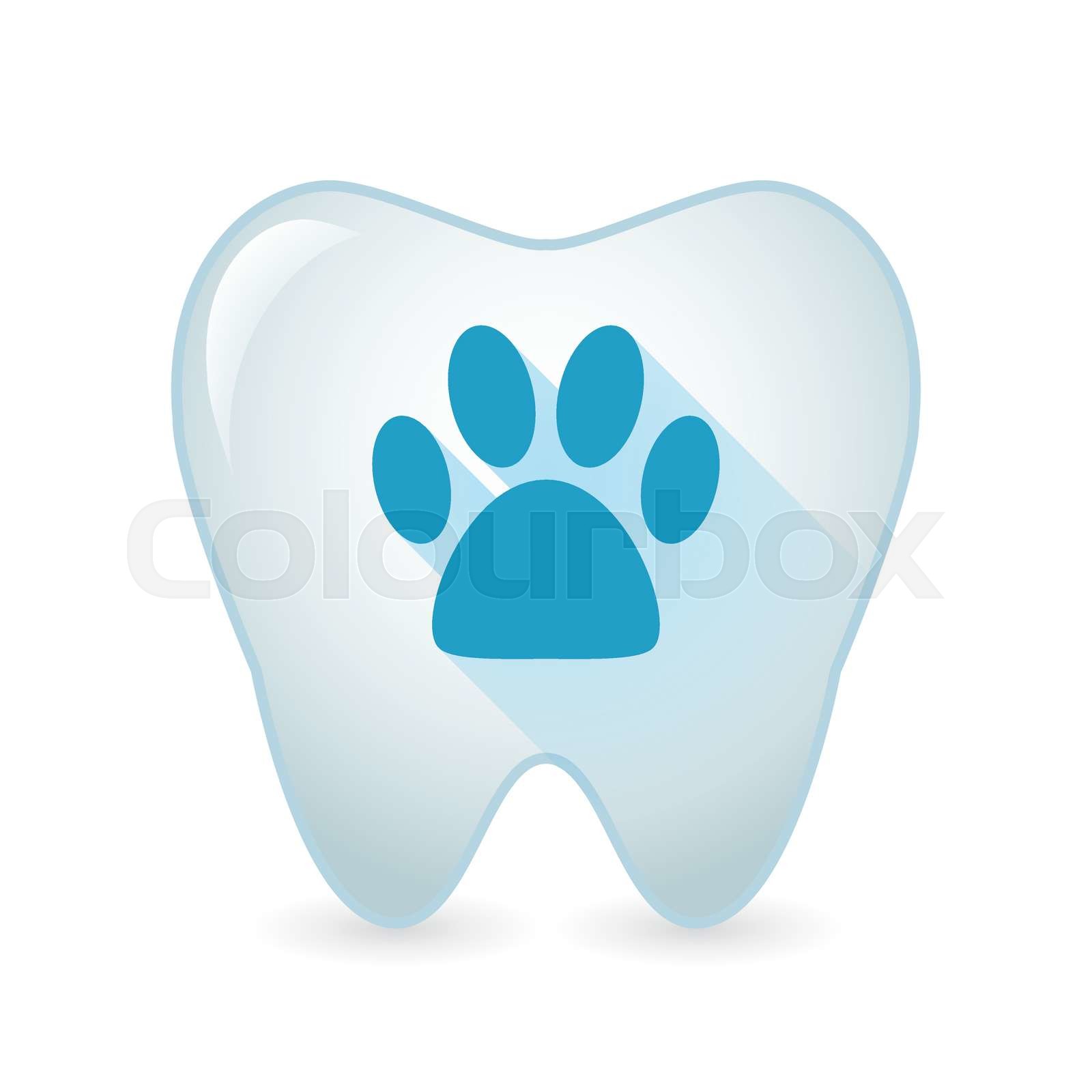 Tooth icon with an animal footprint | Stock vector | Colourbox