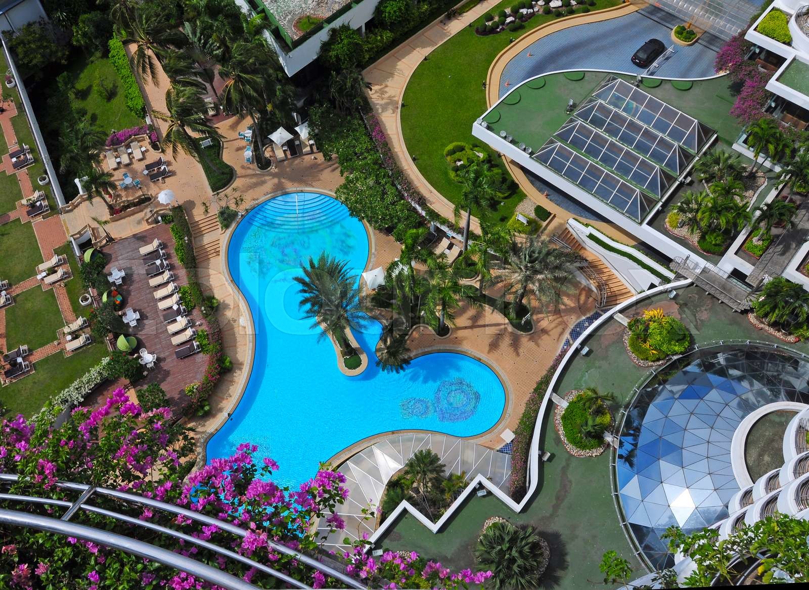 Swimming pools and bar at the beach of luxury hotel, | Stock image ...