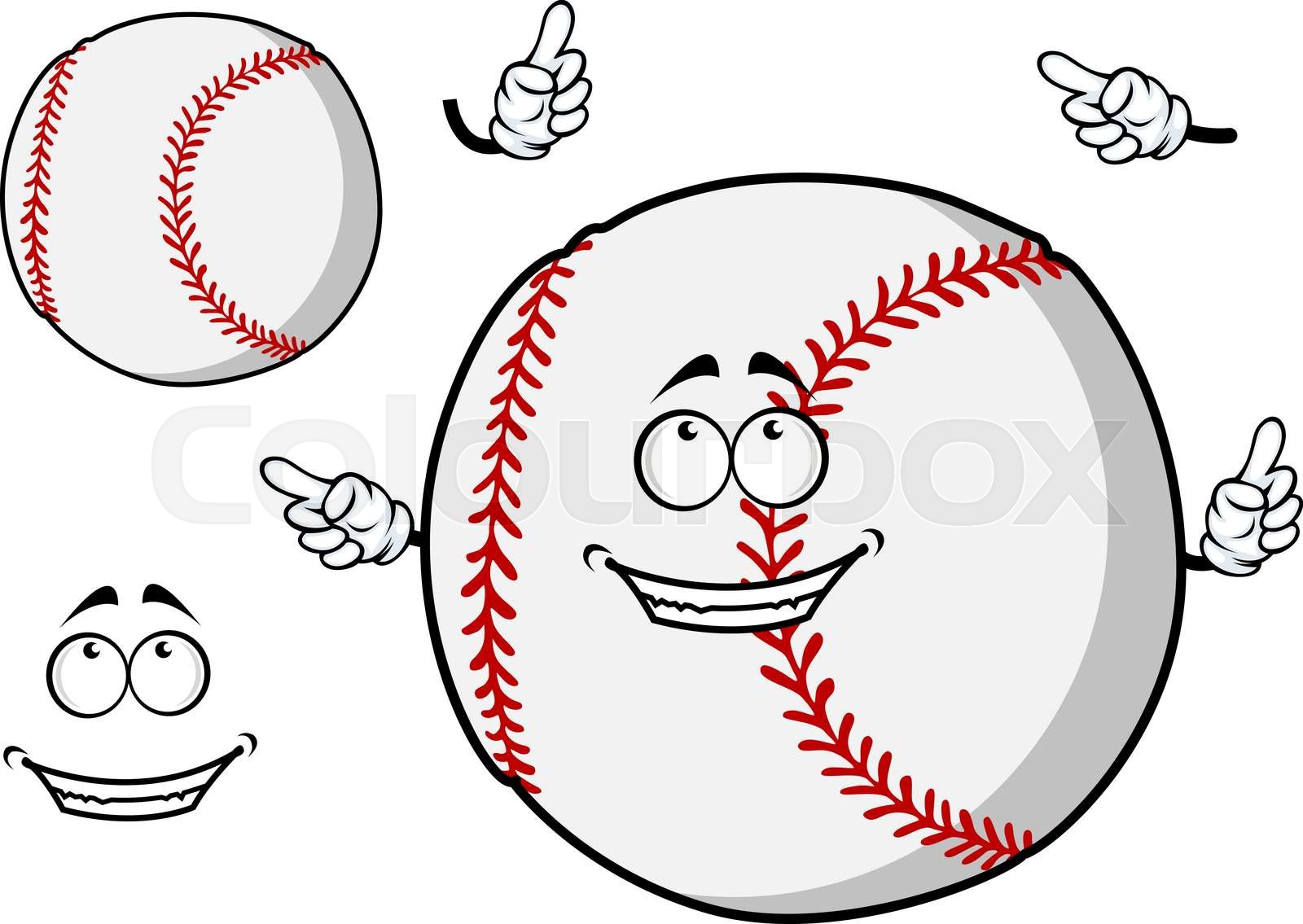 Happy cartoon baseball ball pointing its fingers | Stock vector | Colourbox