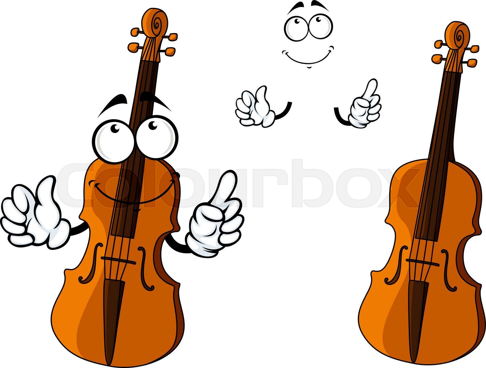 Cartoon smiling brown violin character | Stock vector | Colourbox