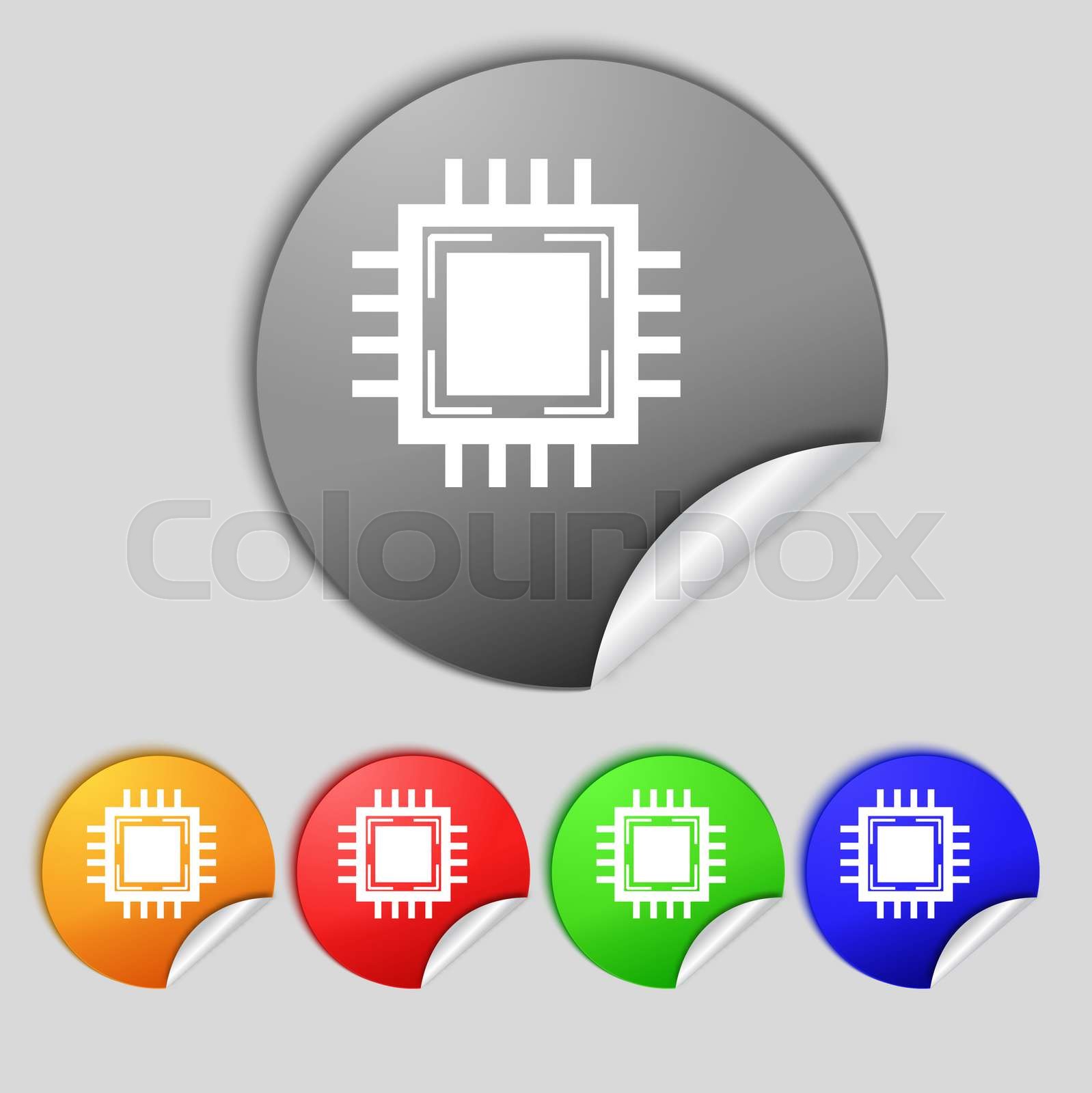 Central Processing Unit Icon. Technology scheme circle symbol. Set ...