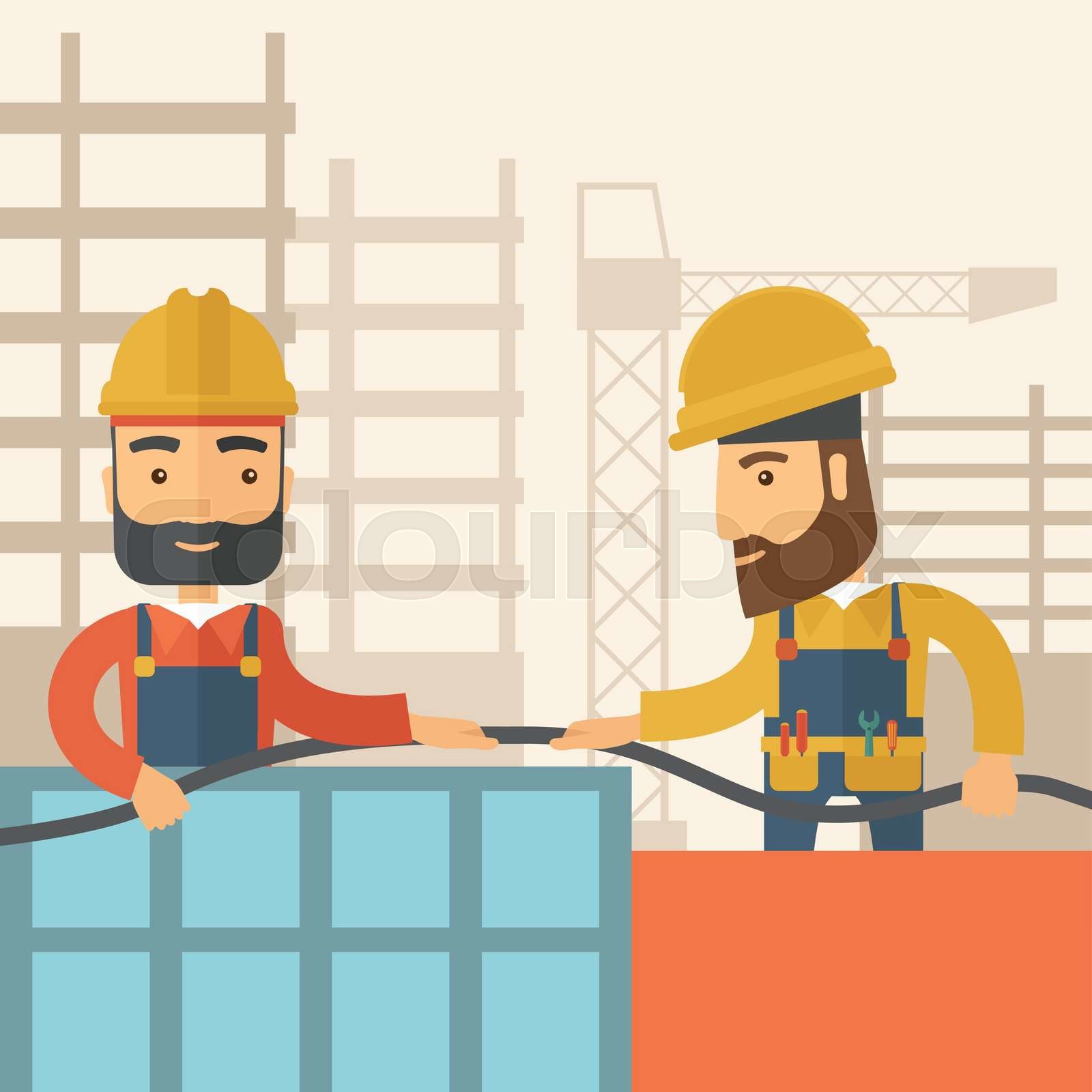 Two builders | Stock vector | Colourbox