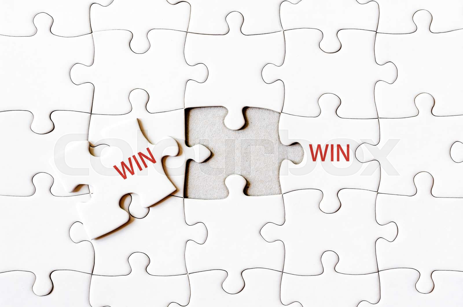 Missing jigsaw puzzle piece completing word WIN WIN | Stock image ...