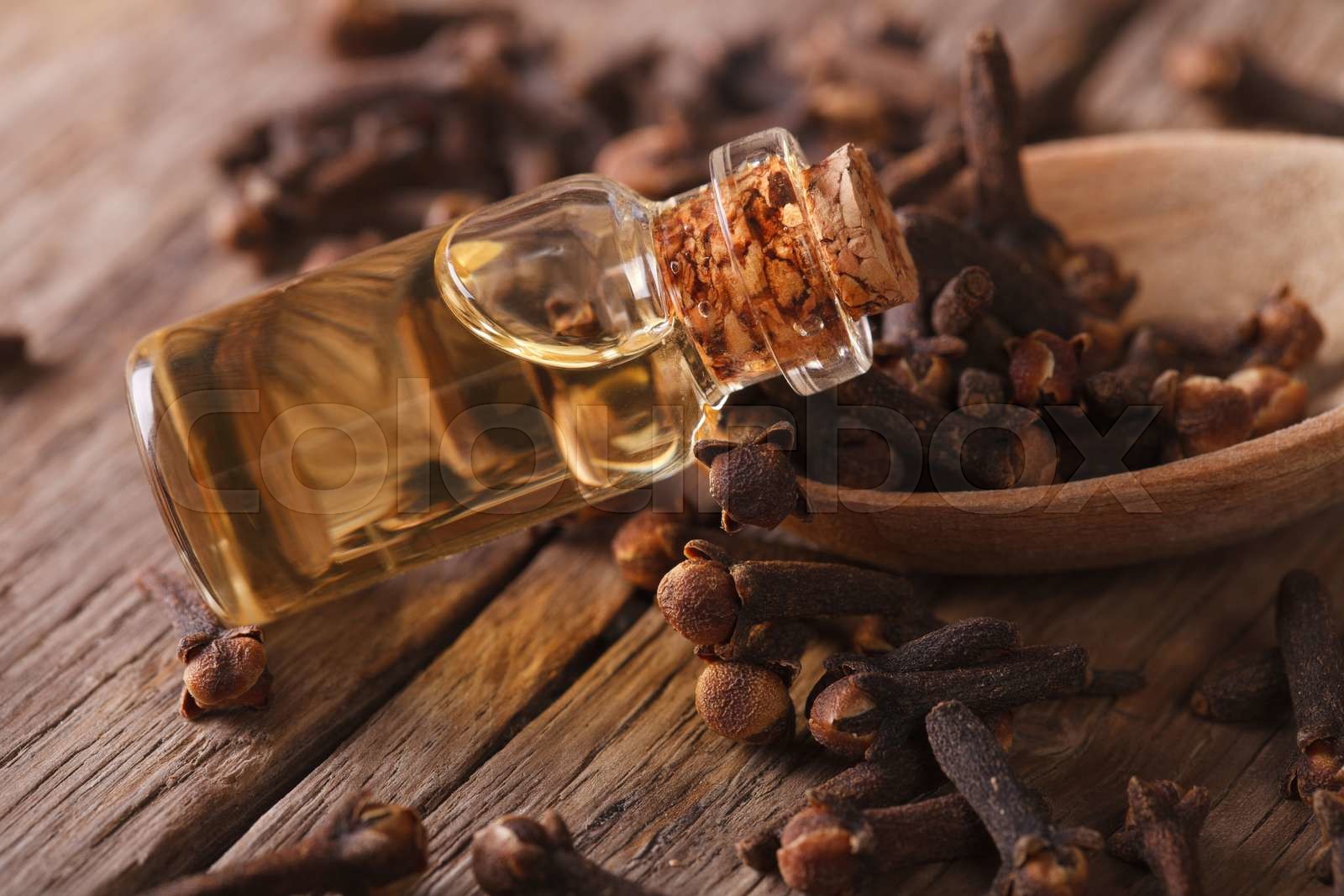 Oil of cloves in the bottle close-up horizontal | Stock image | Colourbox