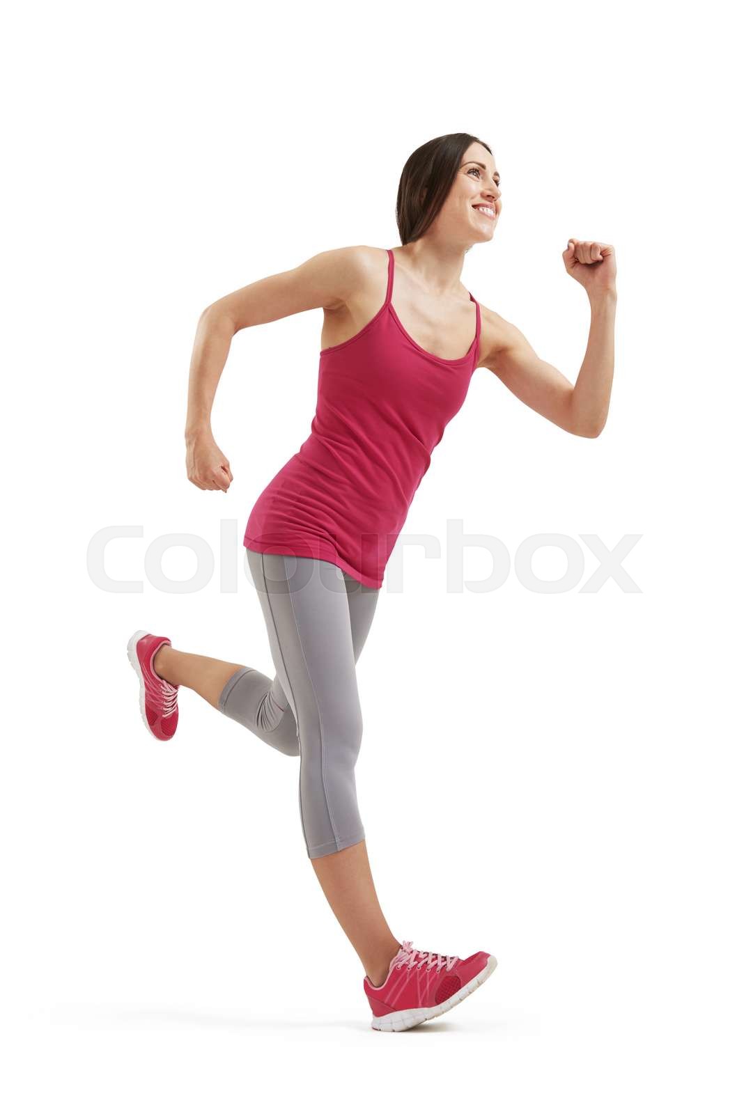 running smiley woman | Stock image | Colourbox