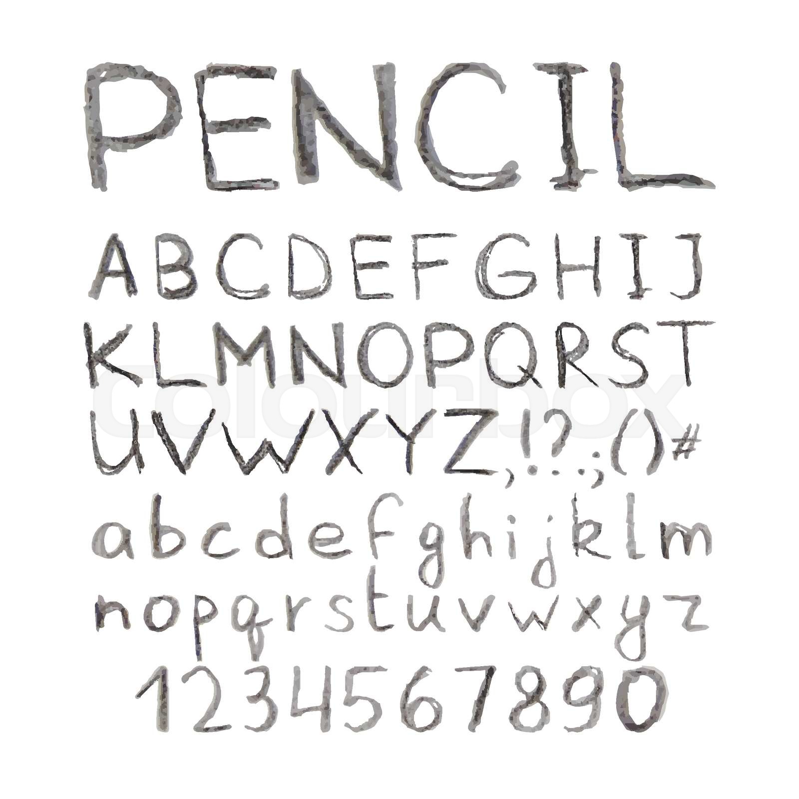 Pencil Hand Drawn Font | Stock vector | Colourbox
