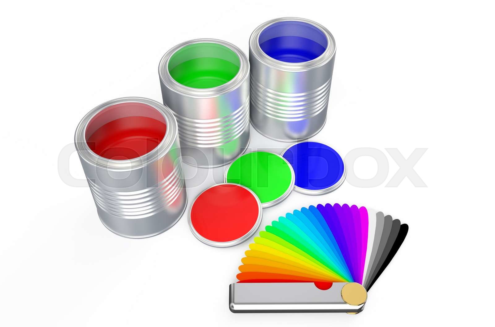 Cans with color paint and pantone color palette guide 2 | Stock image ...