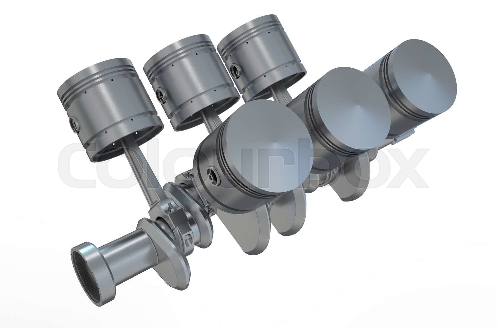 V6 engine pistons and cog | Stock image | Colourbox