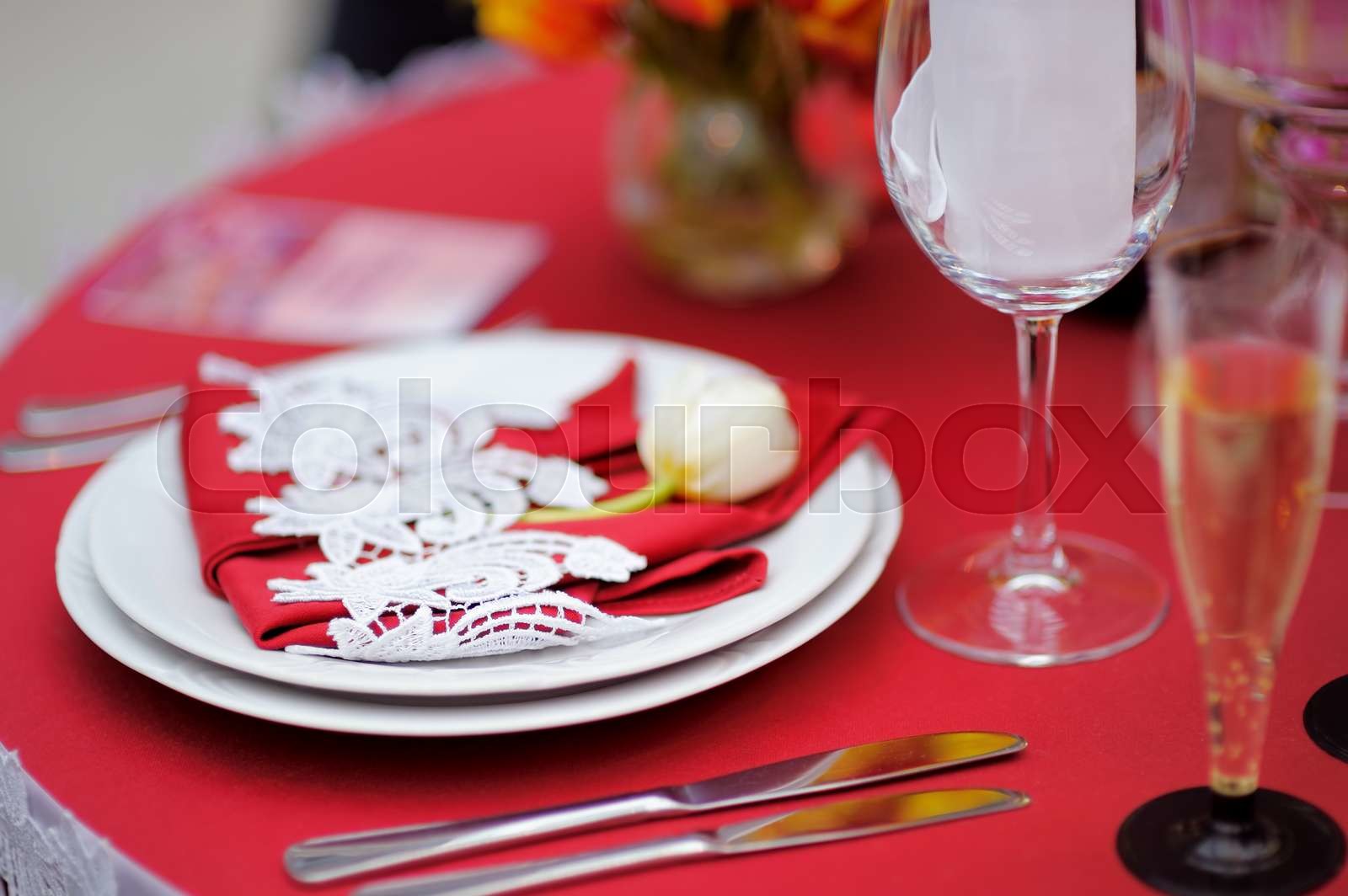 Stylish red table set | Stock image | Colourbox