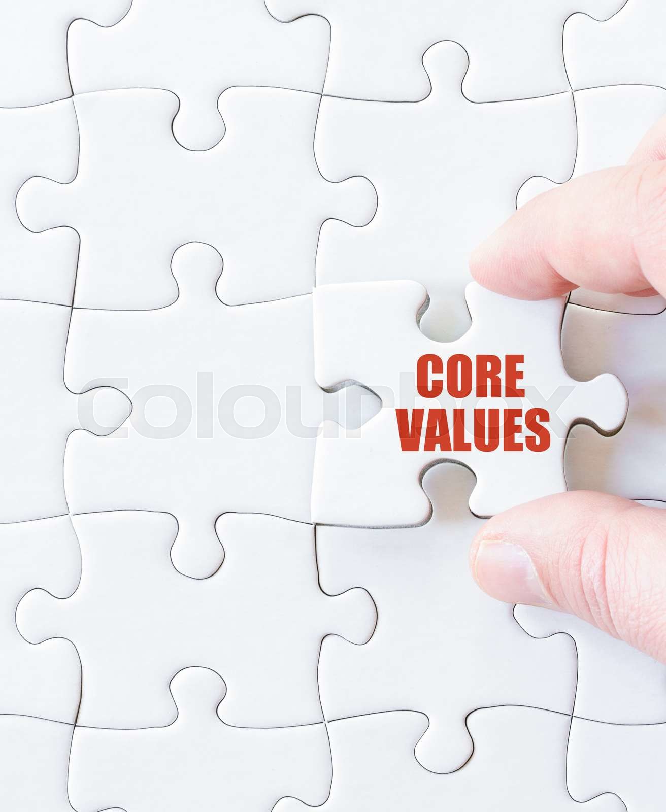 Missing jigsaw puzzle piece with words CORE VALUES | Stock image ...