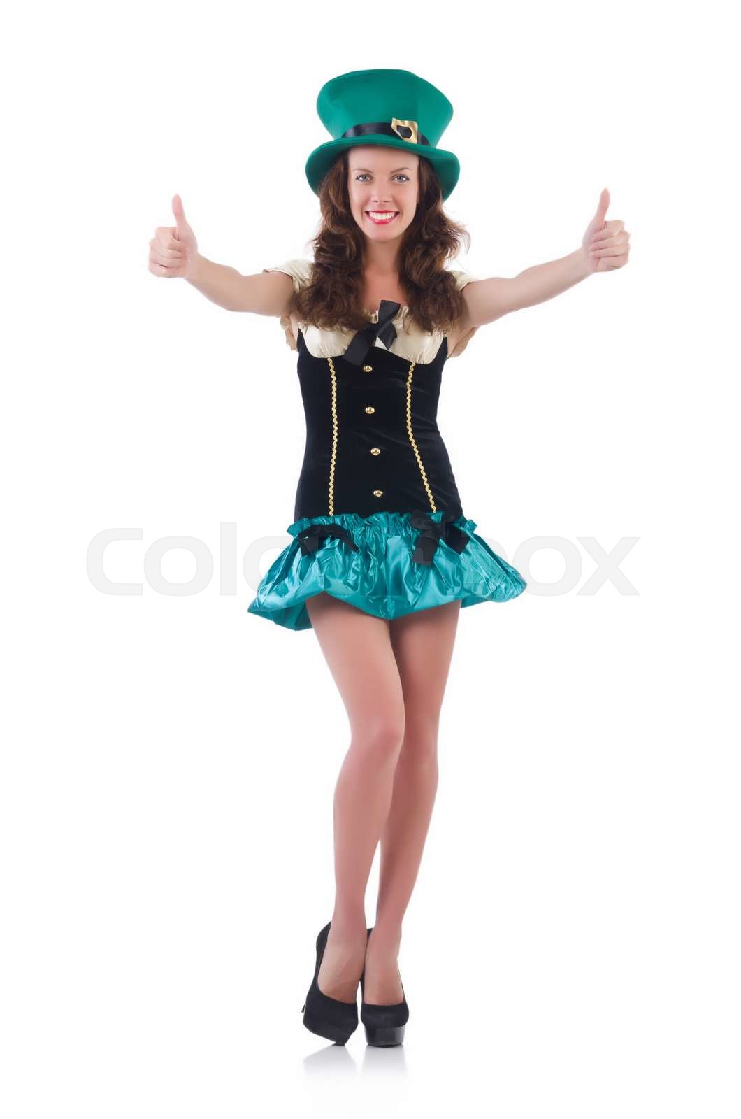 Female model in Irish costume isolated on white | Stock image | Colourbox