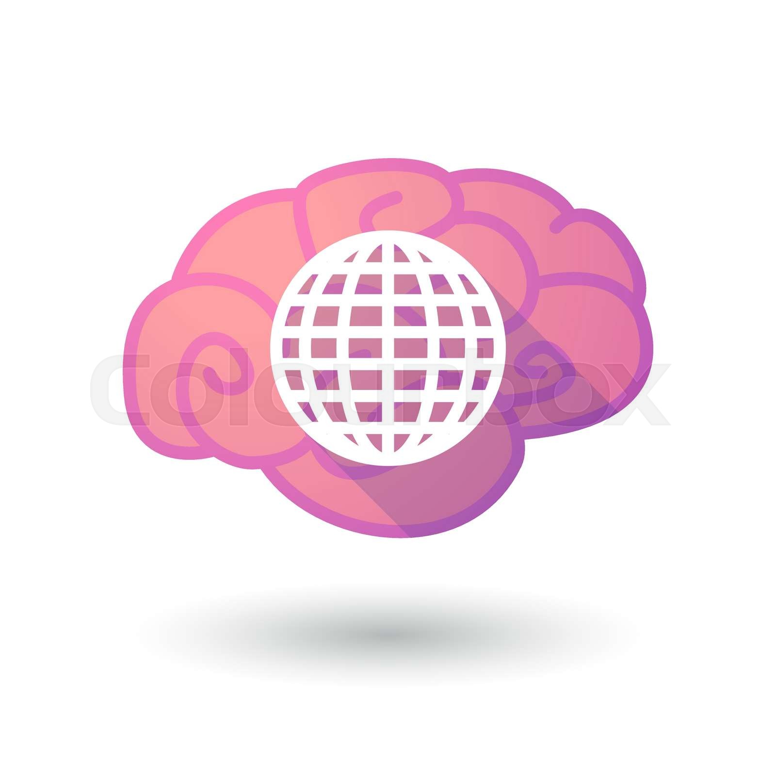 Brain icon with a world globe | Stock vector | Colourbox