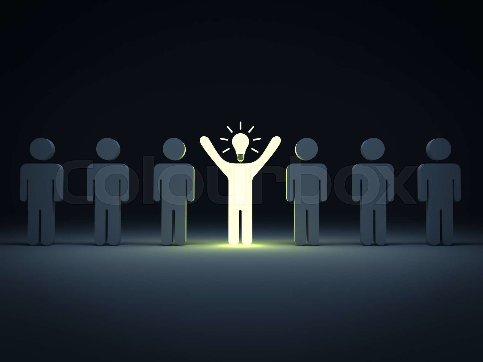 Stand out from the crowd and different concept , One idea light bulb ...