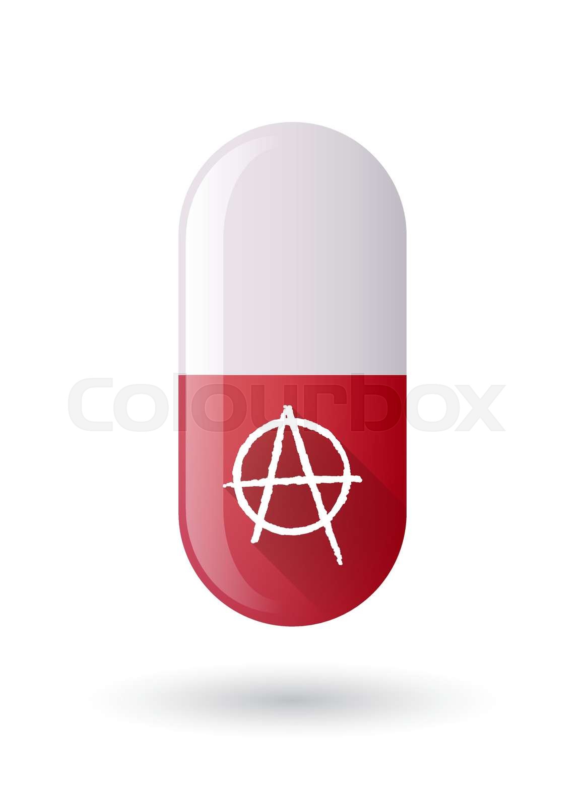 Red pill icon with an anarchy sign | Stock vector | Colourbox