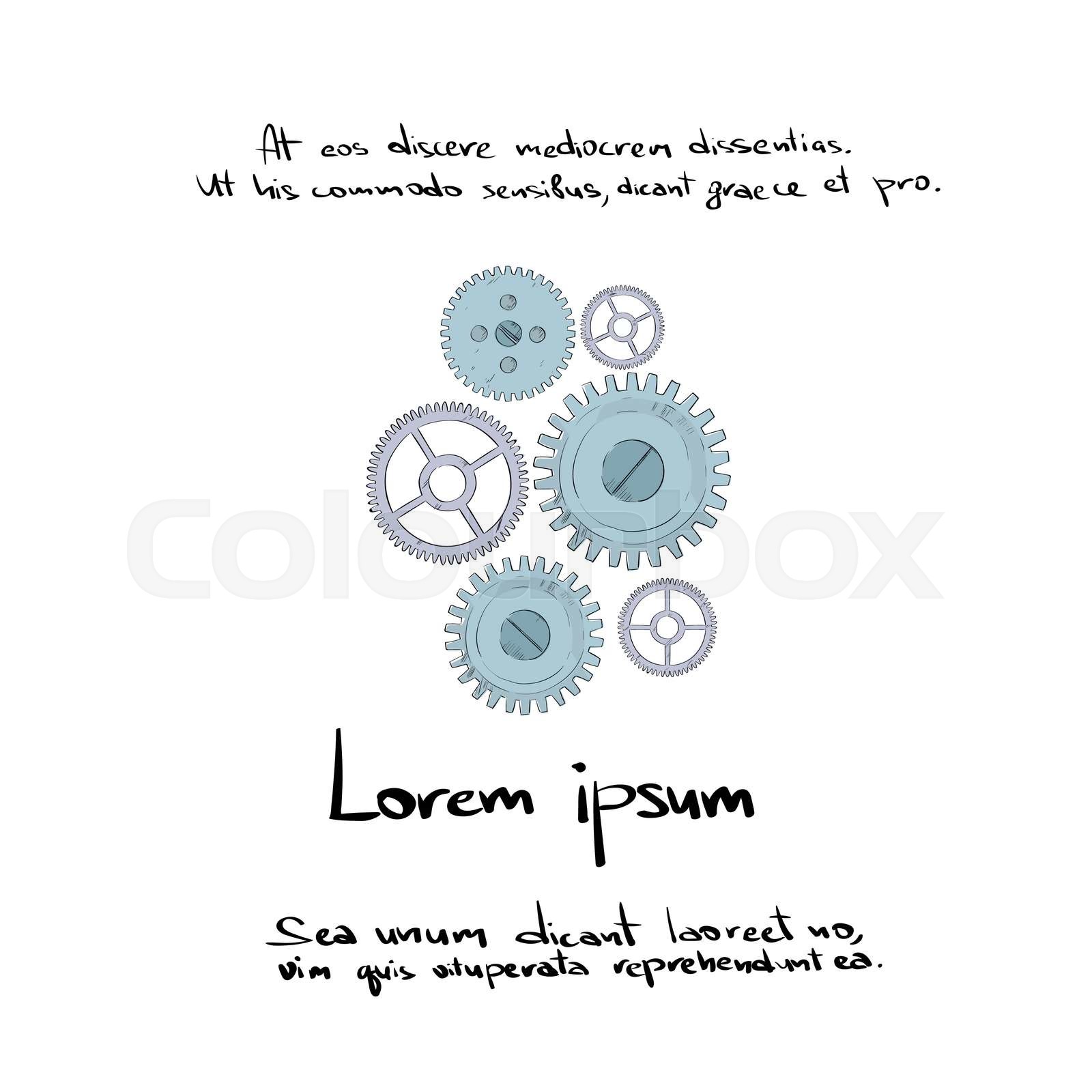 Cog Wheel Set Hand Draw Color Icon Vector | Stock vector | Colourbox