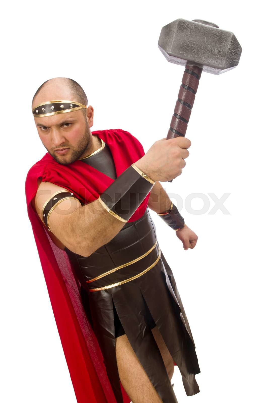 Gladiator with hammer isolated on white | Stock image | Colourbox