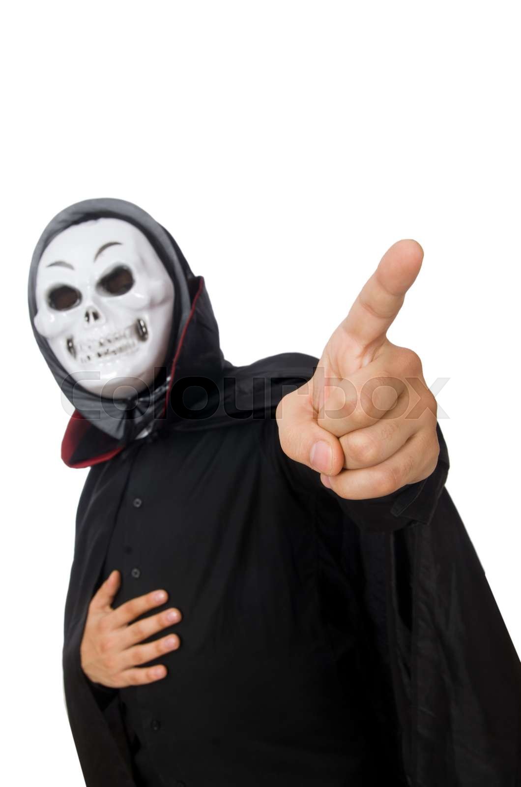 Man in horror costume with mask isolated on white | Stock image | Colourbox