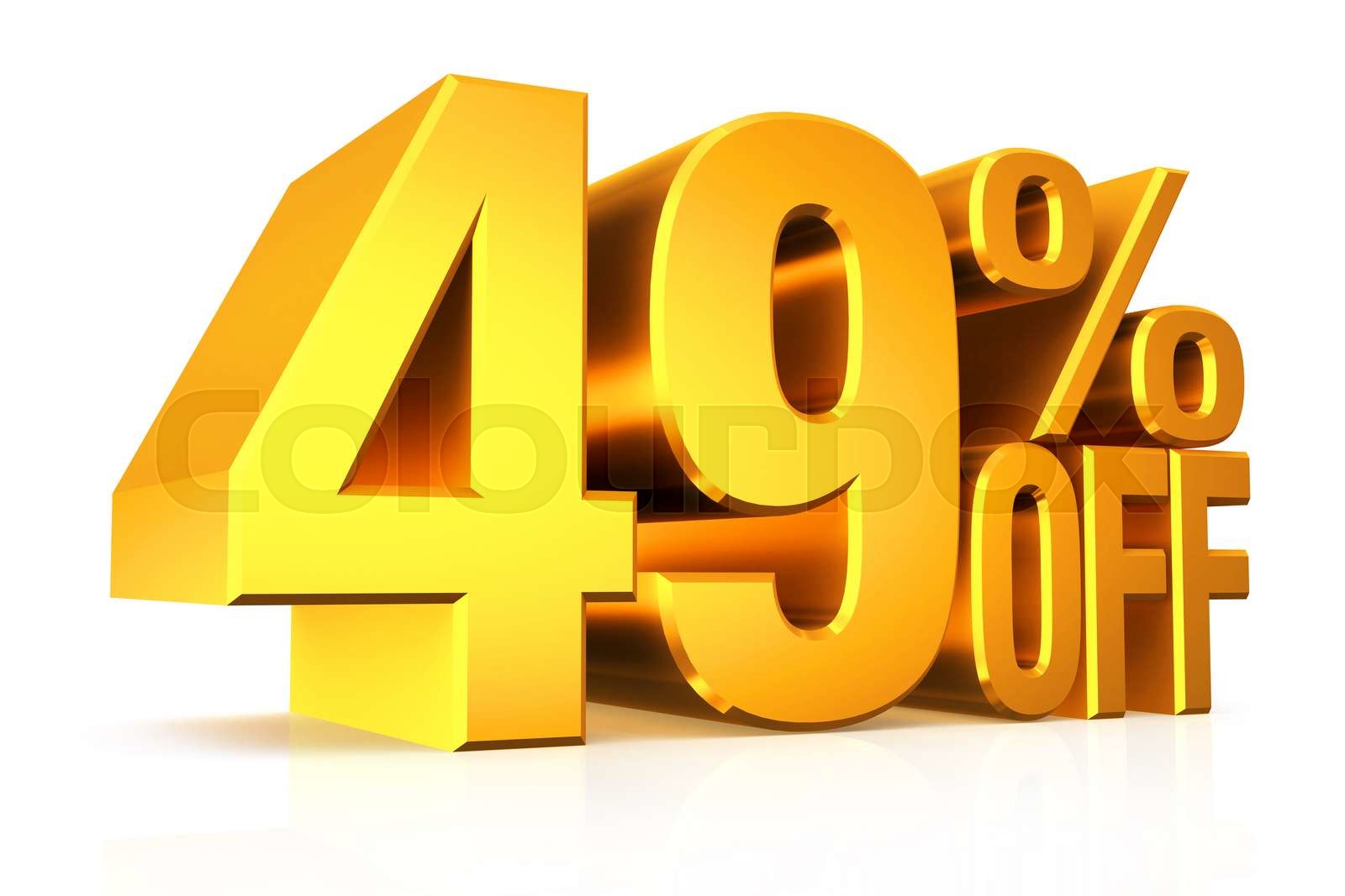 3D Render Gold Text 49 Percent Off Stock Image Colourbox