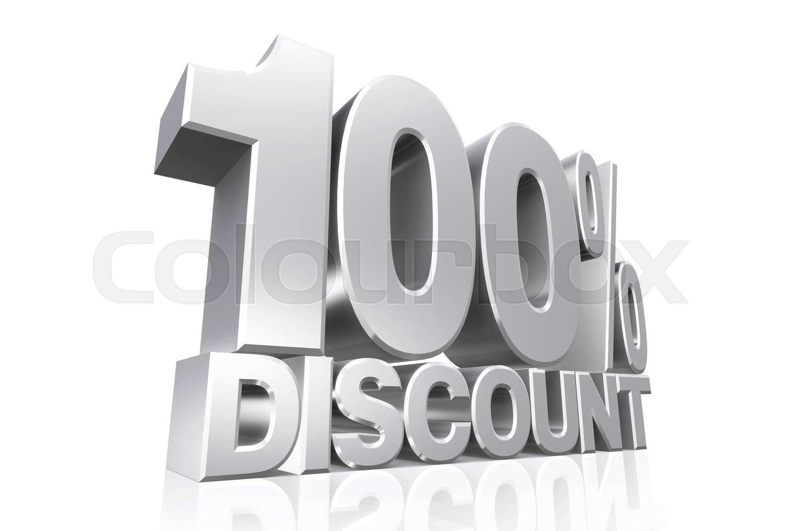3D render silver text 100 percent discount. | Stock image | Colourbox